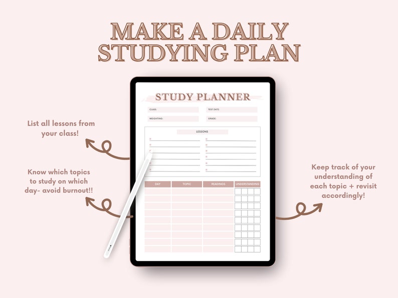 DIGITAL STUDY PLANNER | Student Planner, College Agenda, College ...