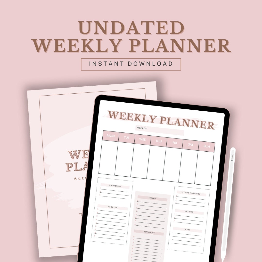 Digital Weekly Planner (UNDATED) Goodnotes Planner, iPad Planner ...