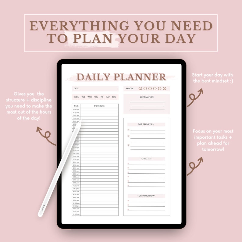 Digital Daily Planner UNDATED Goodnotes Planner Ipad - Etsy