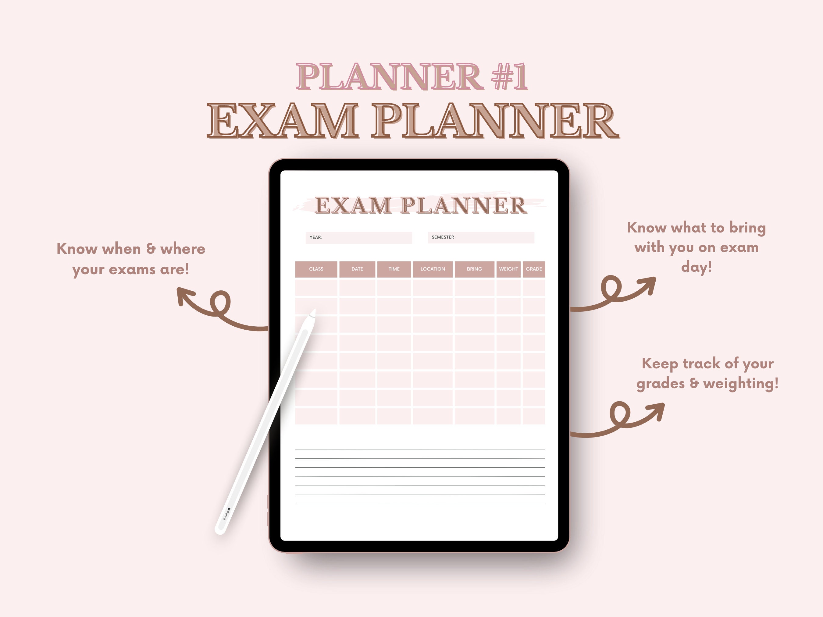 EXAM/STUDY PLANNERS | Digital Student Planner, College Academic Agenda ...