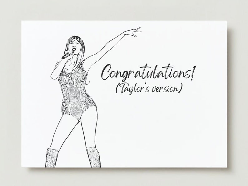 Taylor Swift Card Congratulations taylor's Version black & White - Etsy