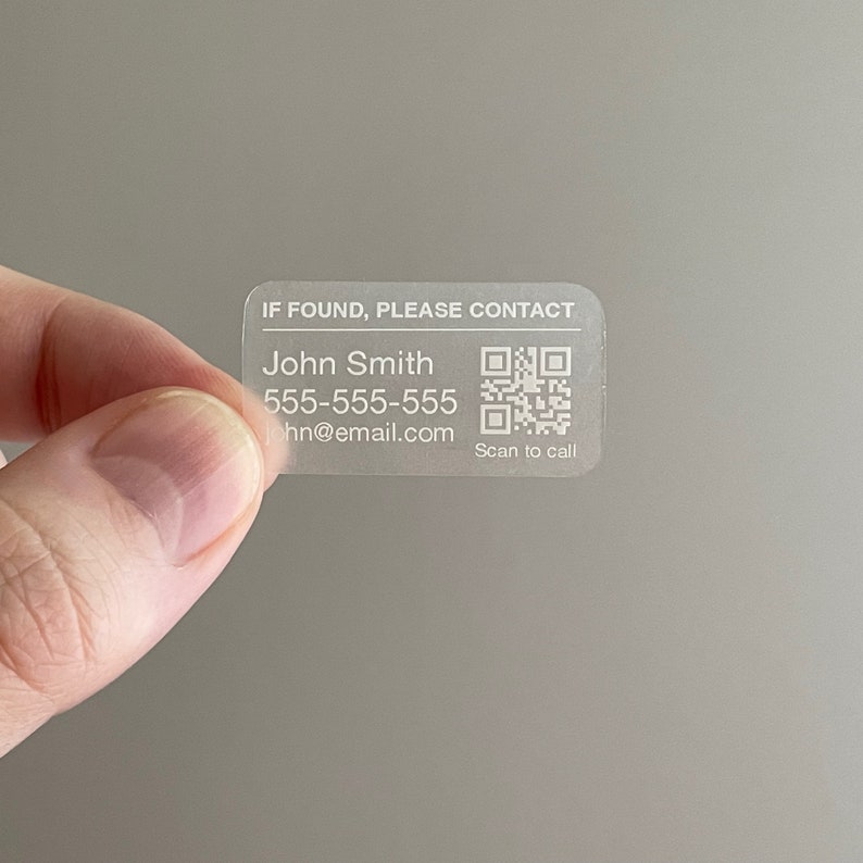 Custom QR Code Stickers: Waterproof Contact Labels for Lost Items - Etsy