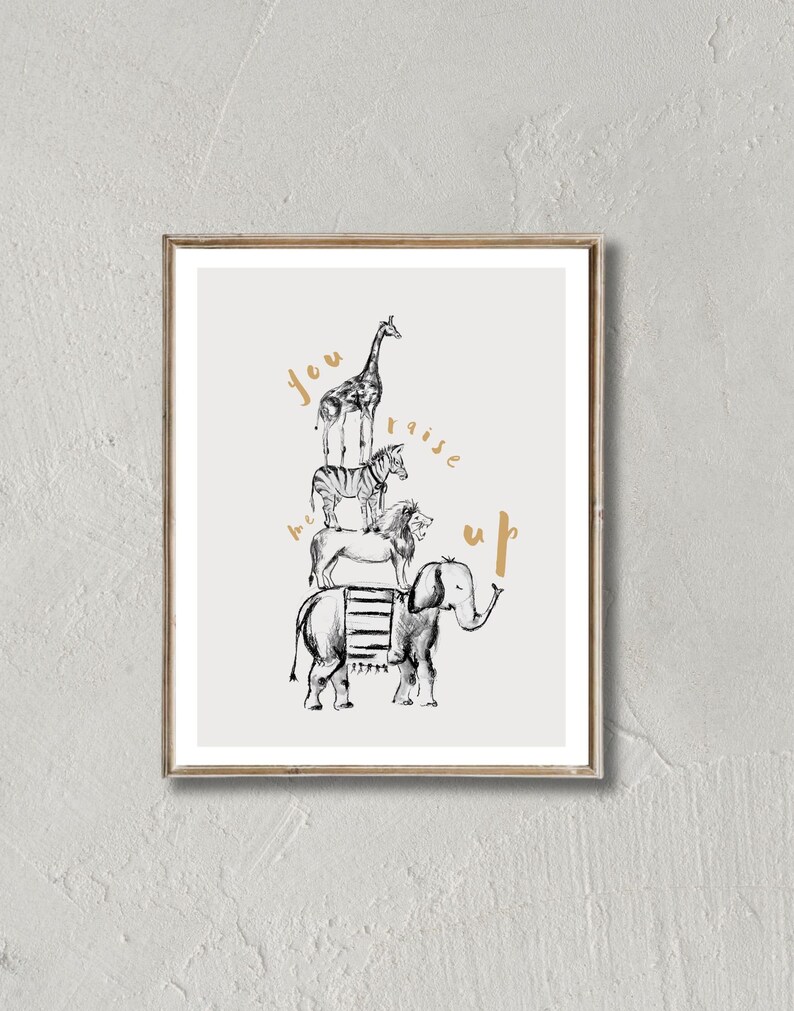 PRINTABLE Stack of Animals Drawing Safari Nursery Wall Art - Etsy