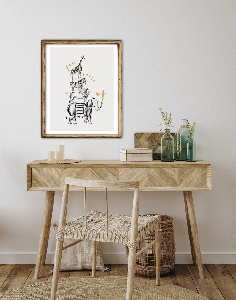 PRINTABLE Stack of Animals Drawing | Safari Nursery Wall Art ...