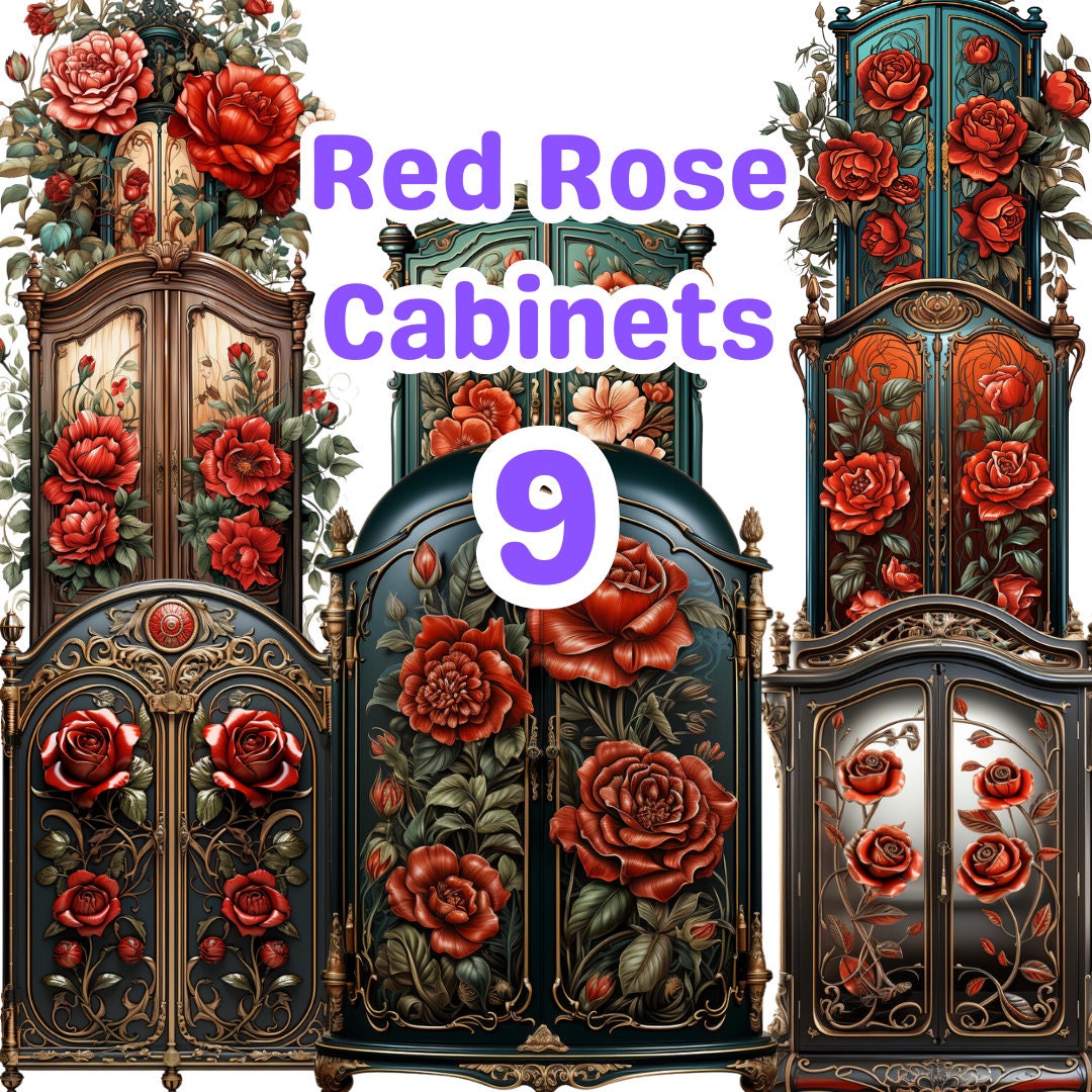 Red Rose Cabinets Digital Download for Commercial Use on Clip - Etsy
