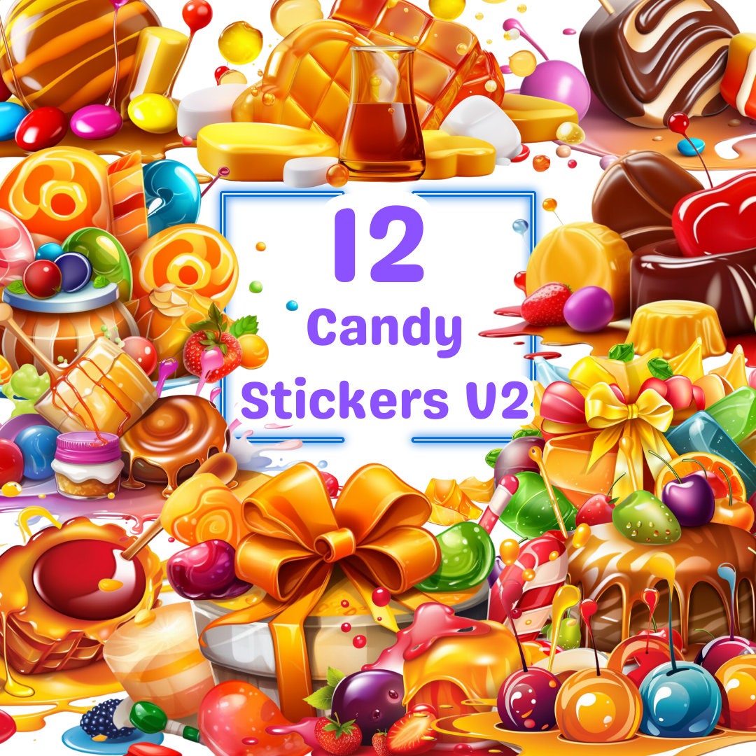 12 Candy Stickers V2 Digital Download, 400 DPI, PNG, Background Removed ...