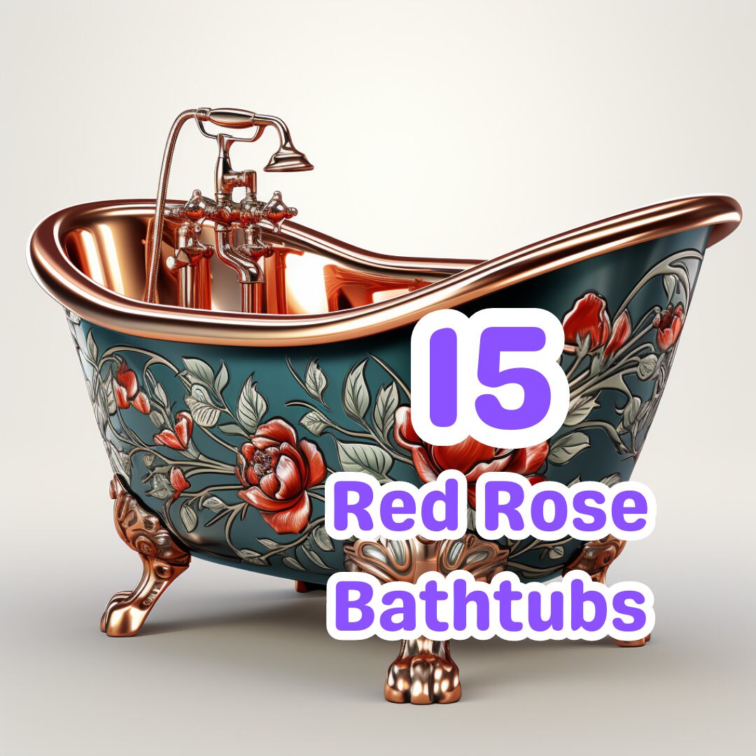 15 Red Rose Bathtubs Digital Download, Commercial Use, 300 DPI, PNG ...
