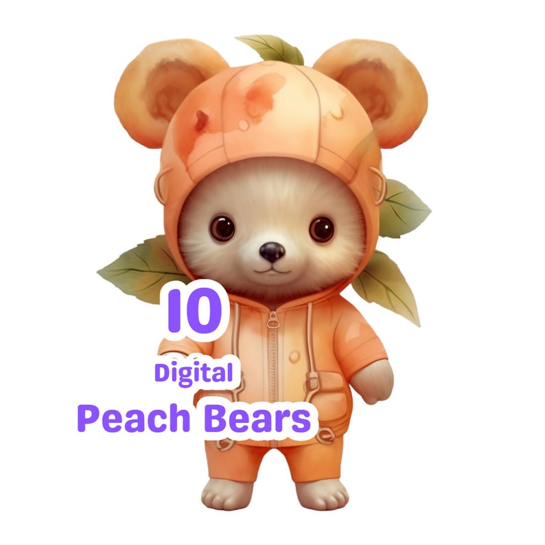 Peach Bears Teddy Bear Clipart, Digital Download, PNG, Background ...