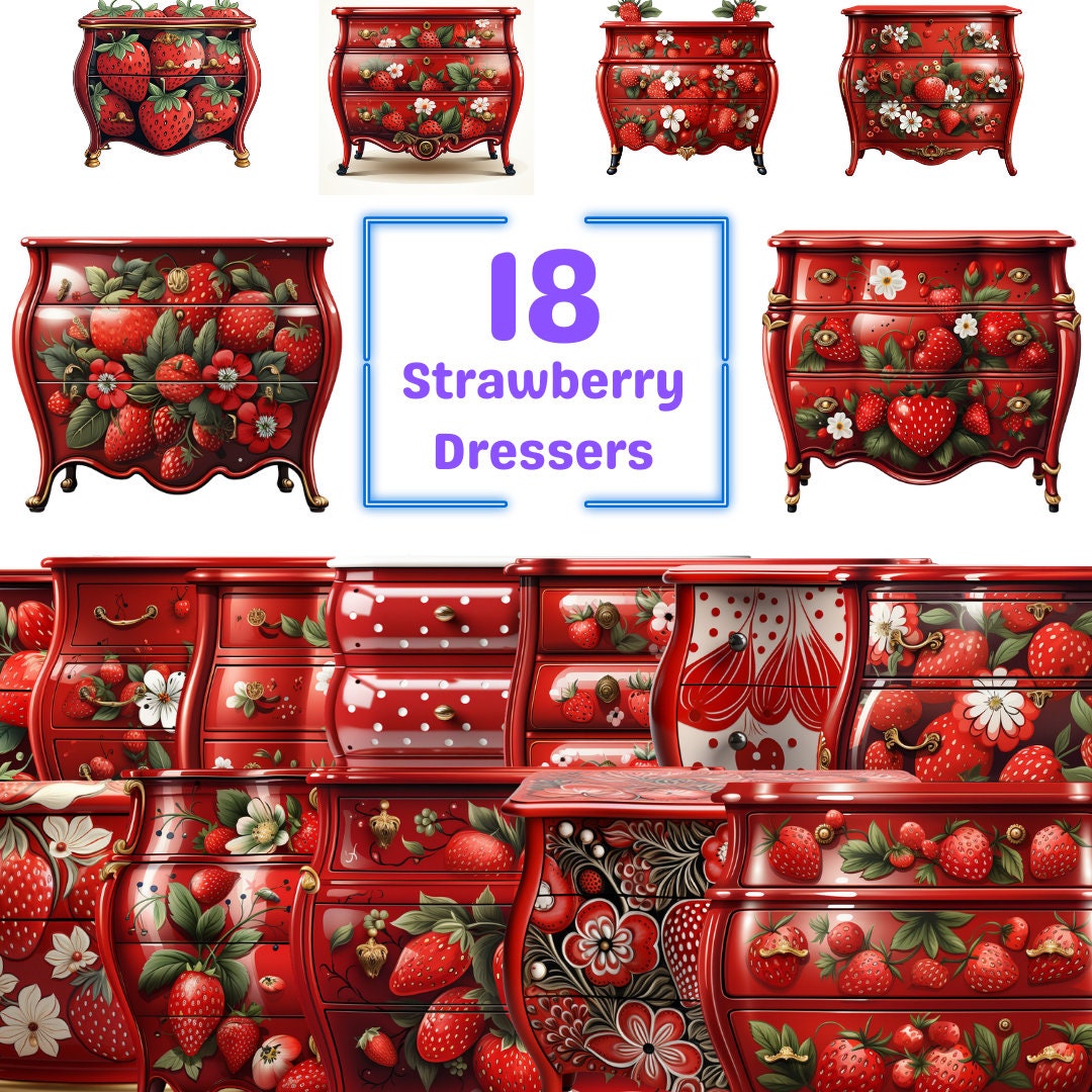 18 Strawberry Dressers Digital Download, Commercial Use, 300 DPI, PNG ...