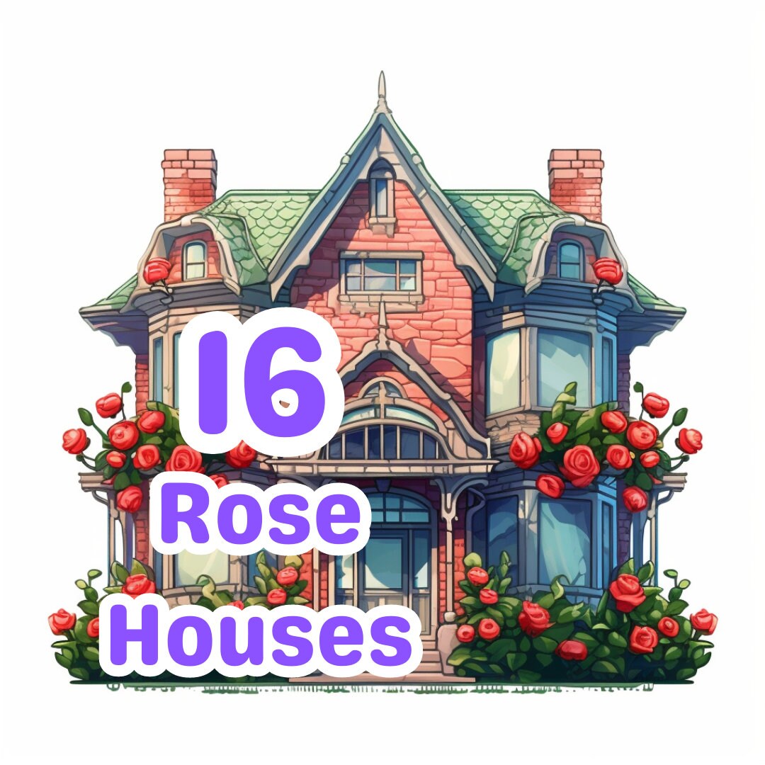 Rose Houses Clip Art - Etsy