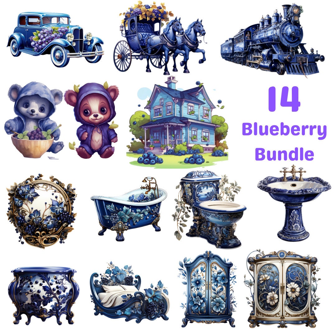 Blueberry Clipart Bundle - Etsy