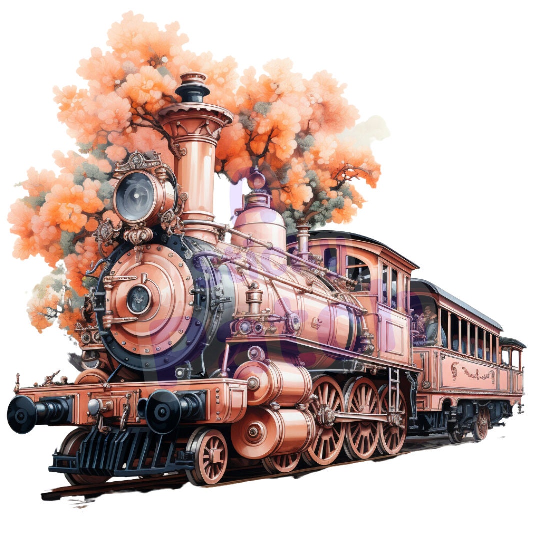 15 Peach Locomotives Digital Download, Commercial Use, 300 DPI, PNG ...