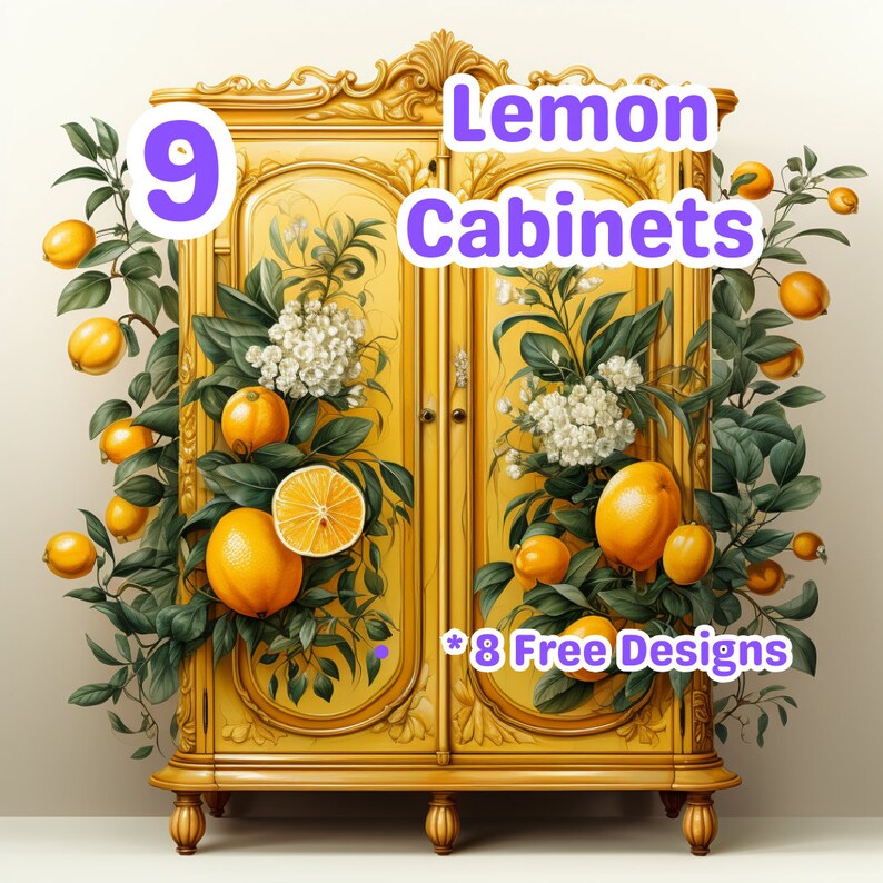 Lemon Cabinets Digital Download for Commercial Use on Clip Art, Art Print, Stickers, Sublimation ...