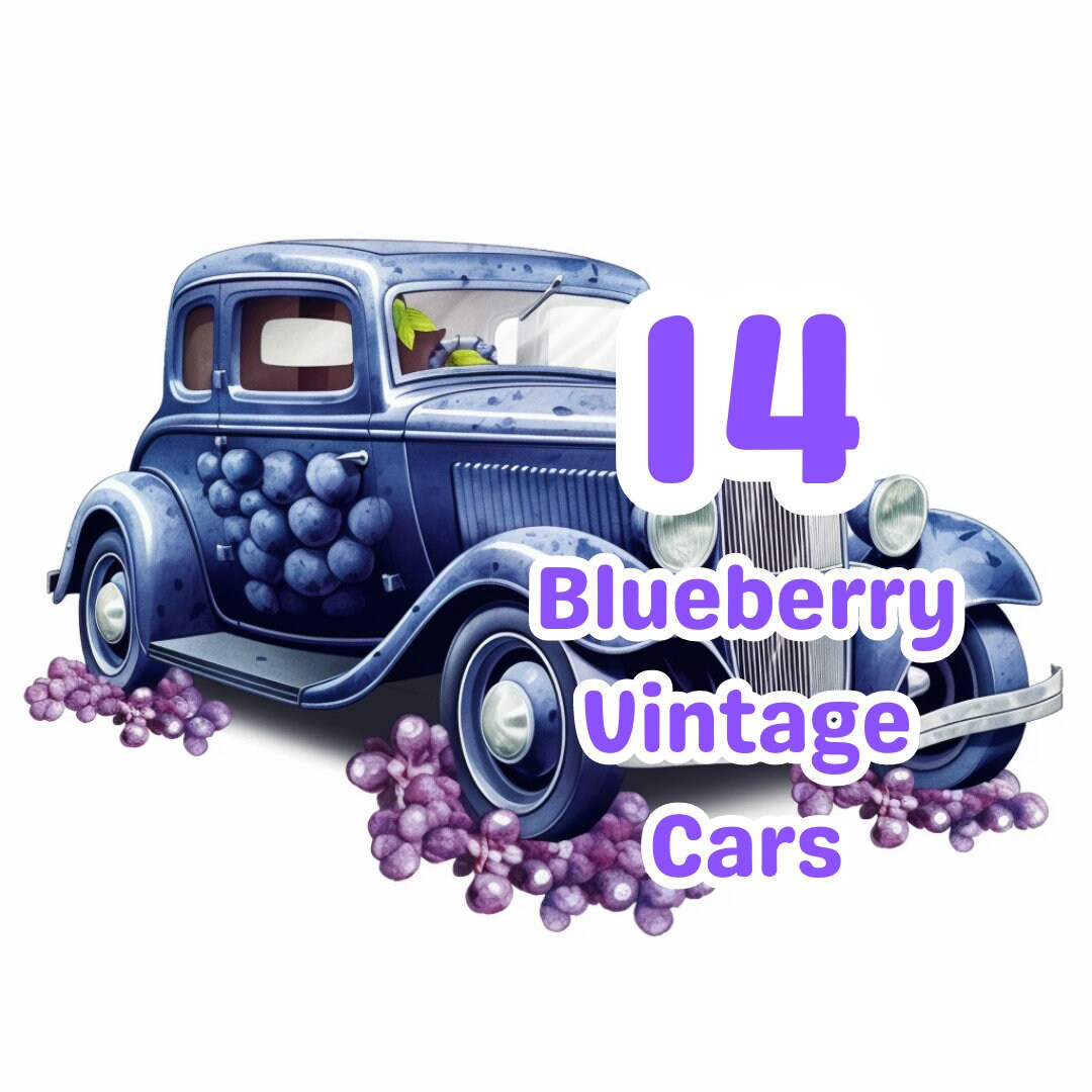 14 Blueberry Vintage Cars Digital Download, Commercial Use, 300 DPI ...