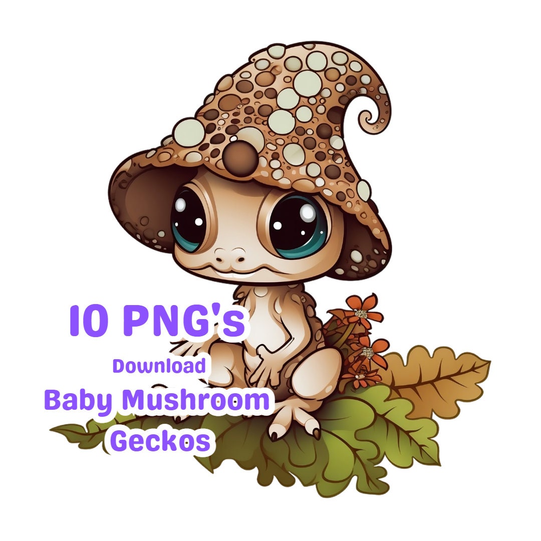 10 Baby Mushroom Geckos Digital Download 400 DPI PNG - Etsy