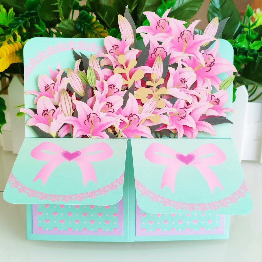3D Lily Card for Birthday Card for Mothers Day Card for Valentines Day ...