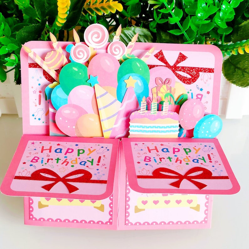 3D Balloons Card for Birthday Card for Mothers Day Card for Valentines ...