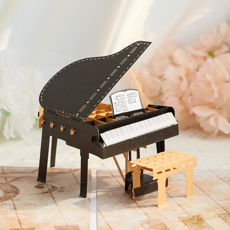3D Piano Card for Birthday Card for Mothers Day Card for Valentines Day ...