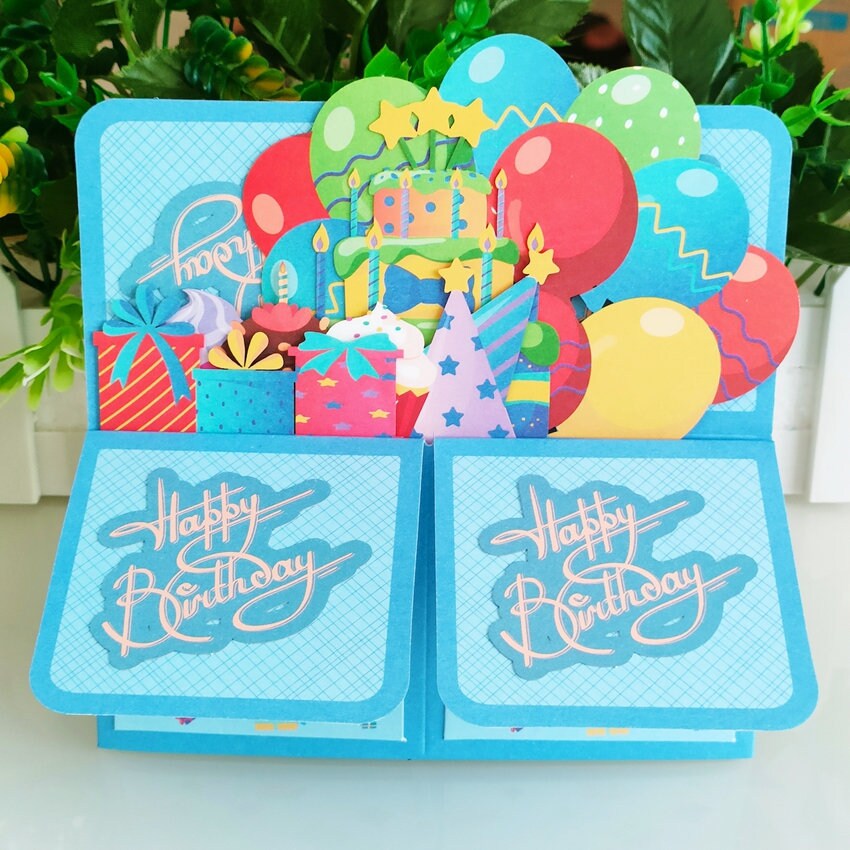 3D Balloons Card for Birthday Card for Mothers Day Card for Valentines ...