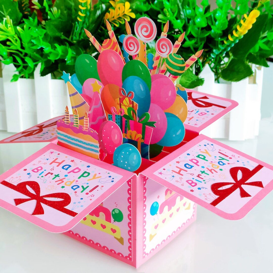 3D Balloons Card for Birthday Card for Mothers Day Card for Valentines ...