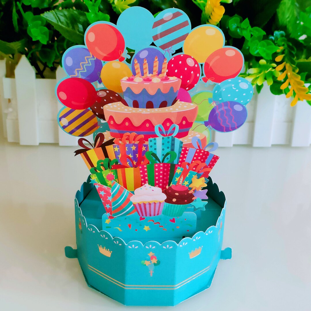 3D Cake Card for Birthday Card for Mothers Day Card for Valentines Day ...