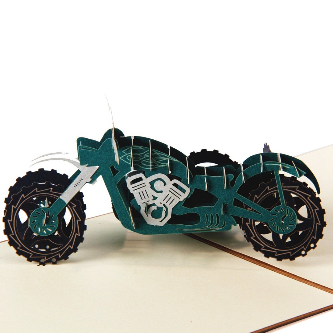 3D Motorcycle Card for Birthday Card for Valentines Day Card for ...