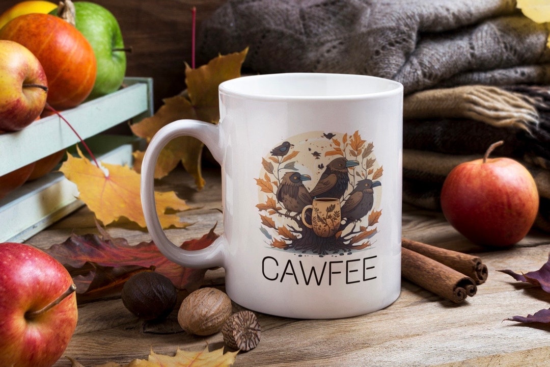 Cawfee Crow Coffee Mug, Cawfee Mug, Funny Bird Mug, Funny Bird Lover ...
