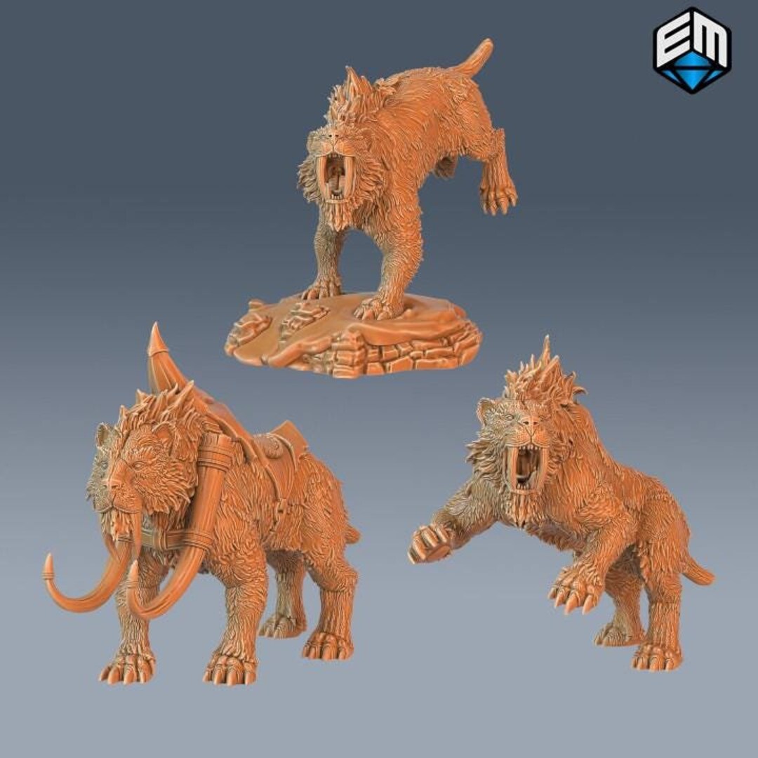 Sabertooth Tiger | Large | Tabletop Miniatures | Dungeons and Dragons ...