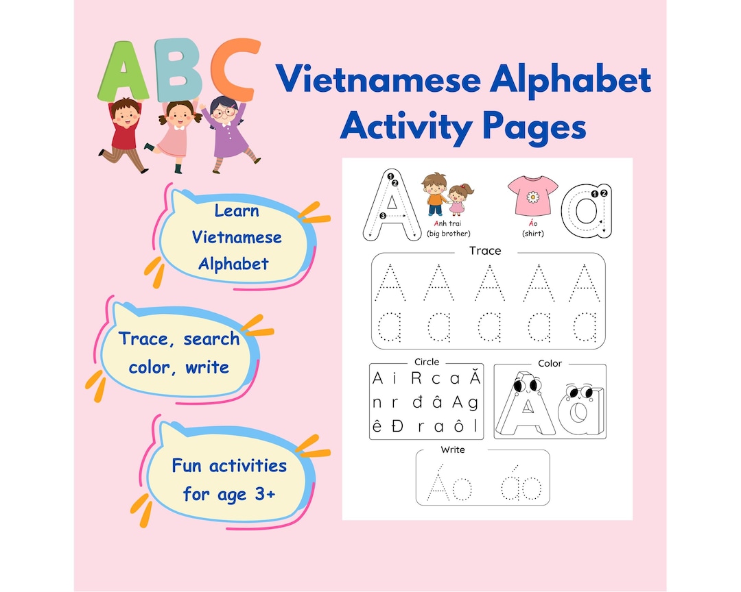 Vietnamese Alphabet - Tracing Activity Pages - Etsy