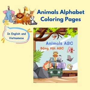 Animals Coloring Pages - Bilingual English and Vietnamese - Etsy