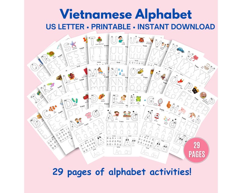 Vietnamese Alphabet Activity Pages - Etsy