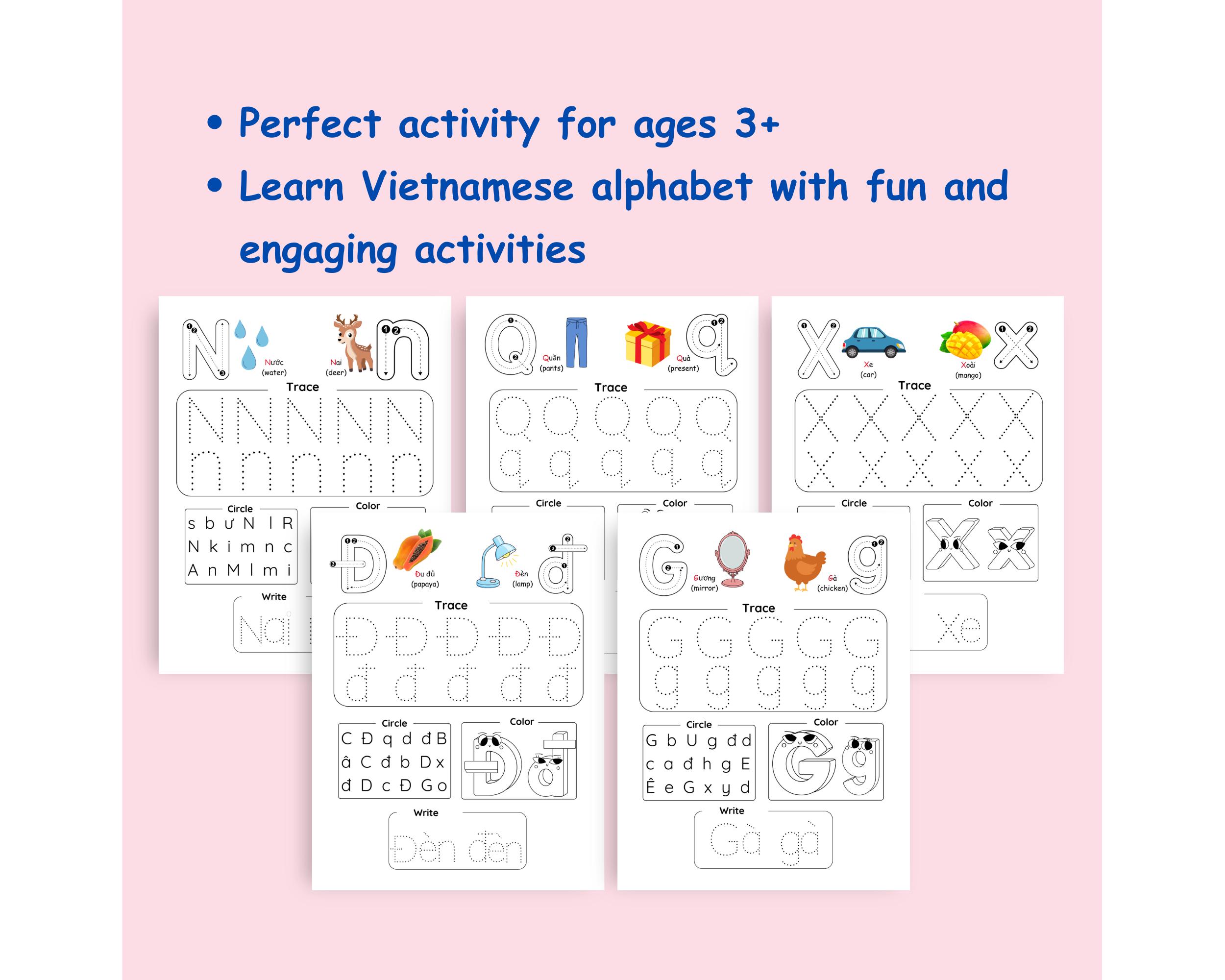 Vietnamese Alphabet Activity Pages - Etsy