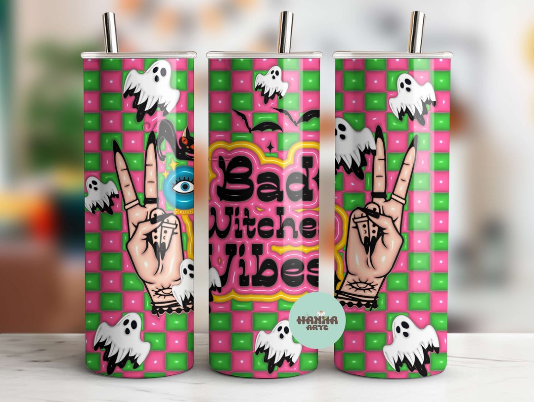 3d Inflated Witch Tumbler Wrap Design Halloween Tumbler Etsy