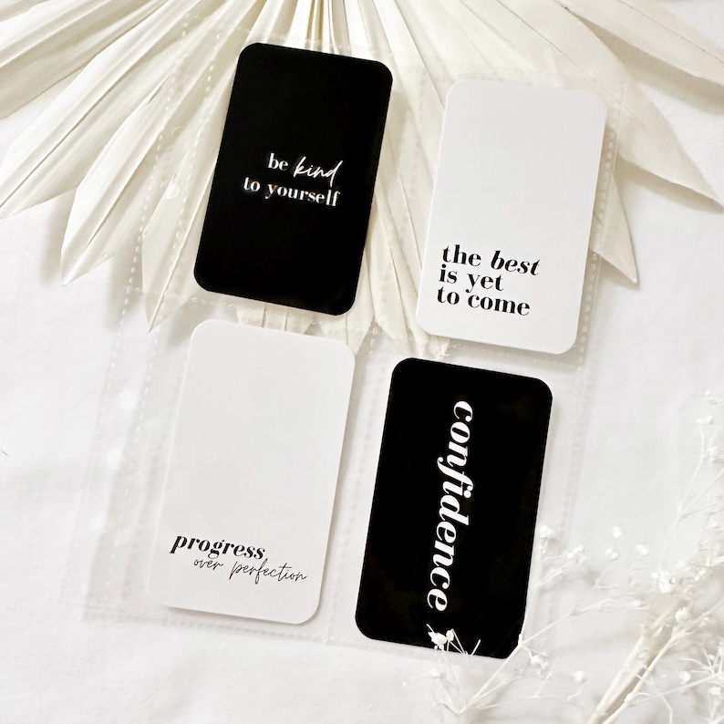 Minimalistic Black and White Planner Cards L Set of 4 L Printed Journal ...