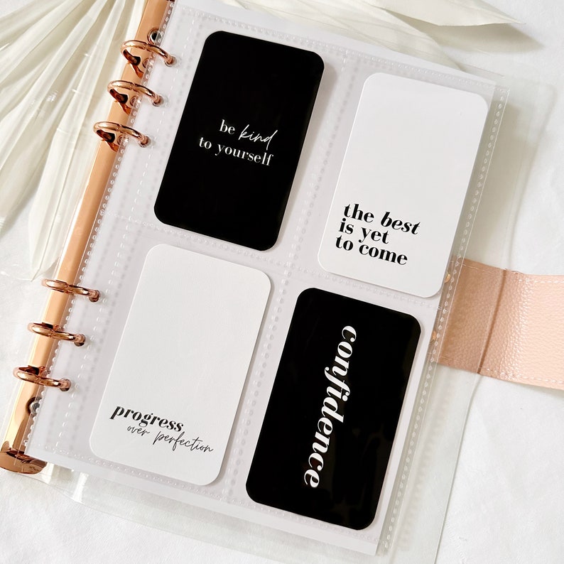 Minimalistic Black and White Planner Cards L Set of 4 L Printed Journal ...