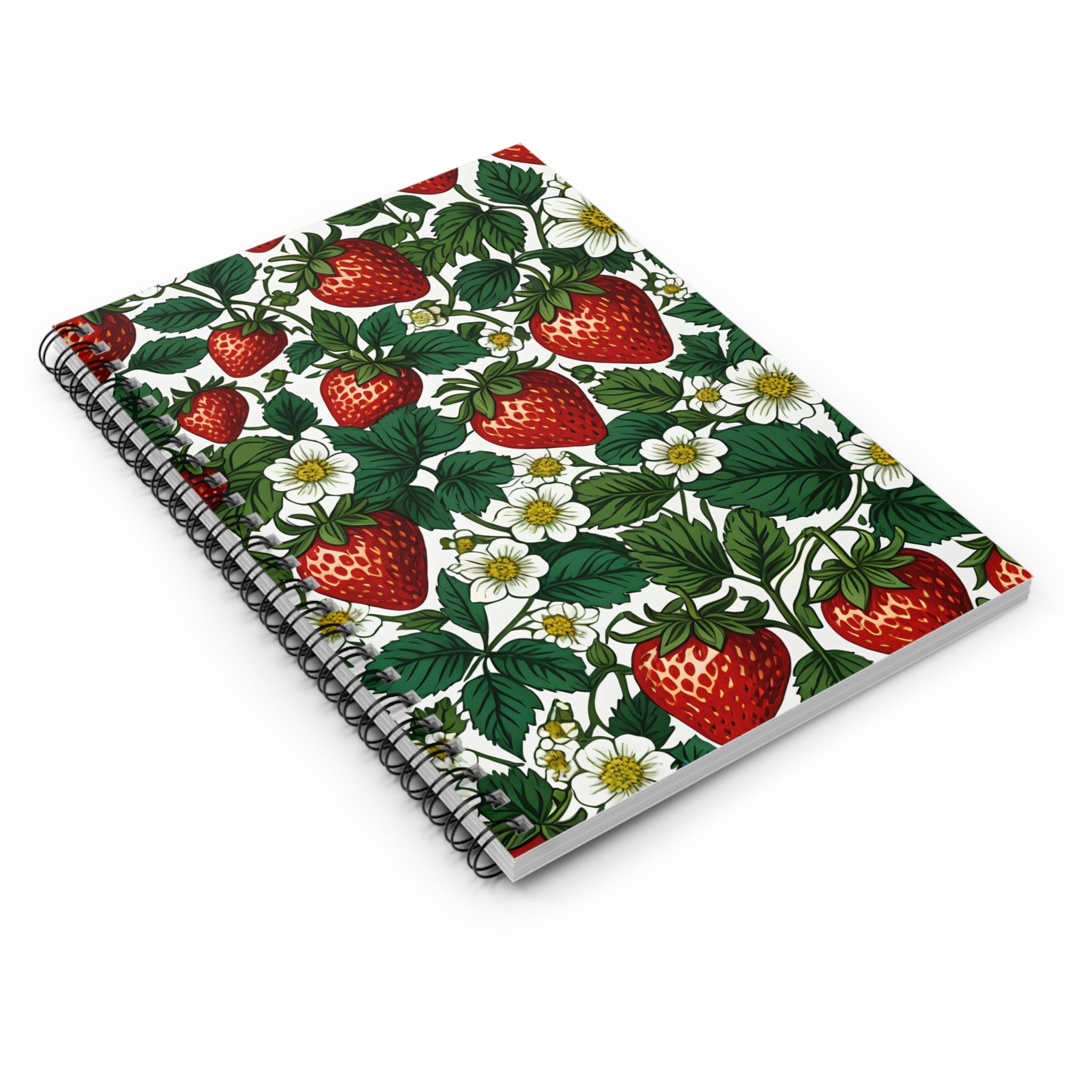Spiral Bound Notebook, William Morris Inspired Strawberry Patch ...