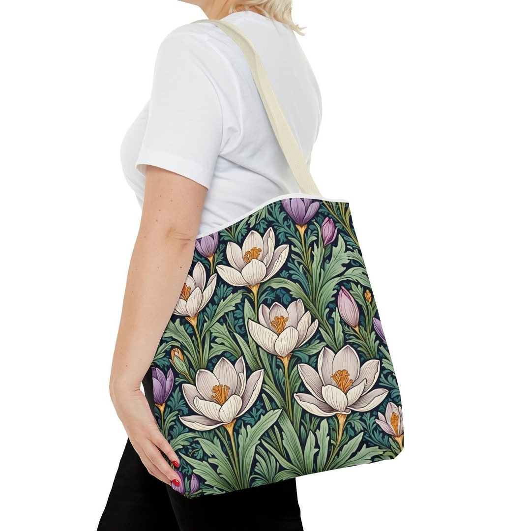 Summer Tote Bag, William Morris Inspired Crocus Flowers, Tote Bag ...