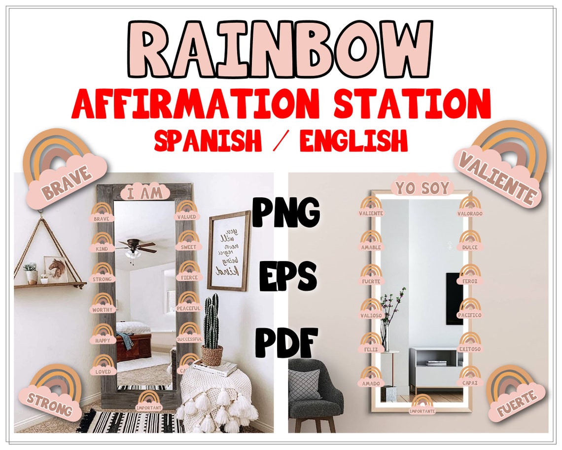 Rainbow Affirmation Station in English and Spanish - Estación De ...