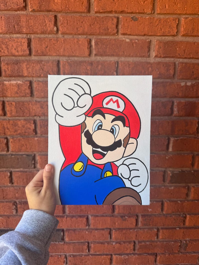 Mario 8x10 Acrylic Painting Canvas Nintendo Super Mario Bros Video Game ...