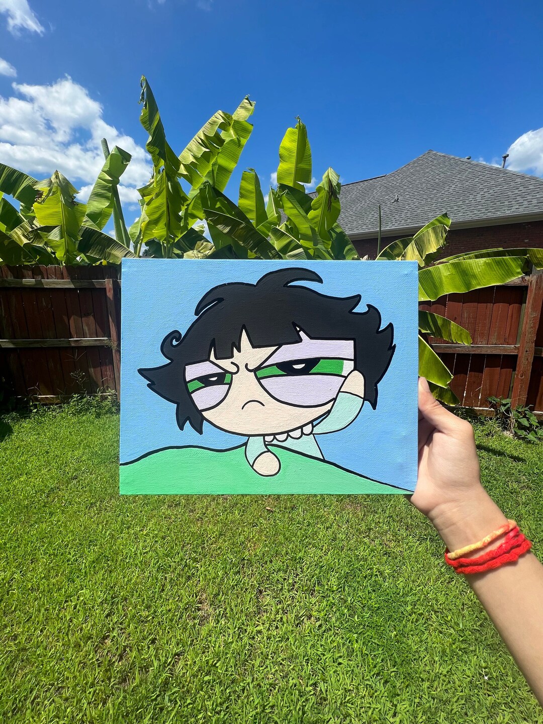 Buttercup 10x8 Acrylic Painting Canvas Powerpuff Girls Sleepy Mood Meme ...