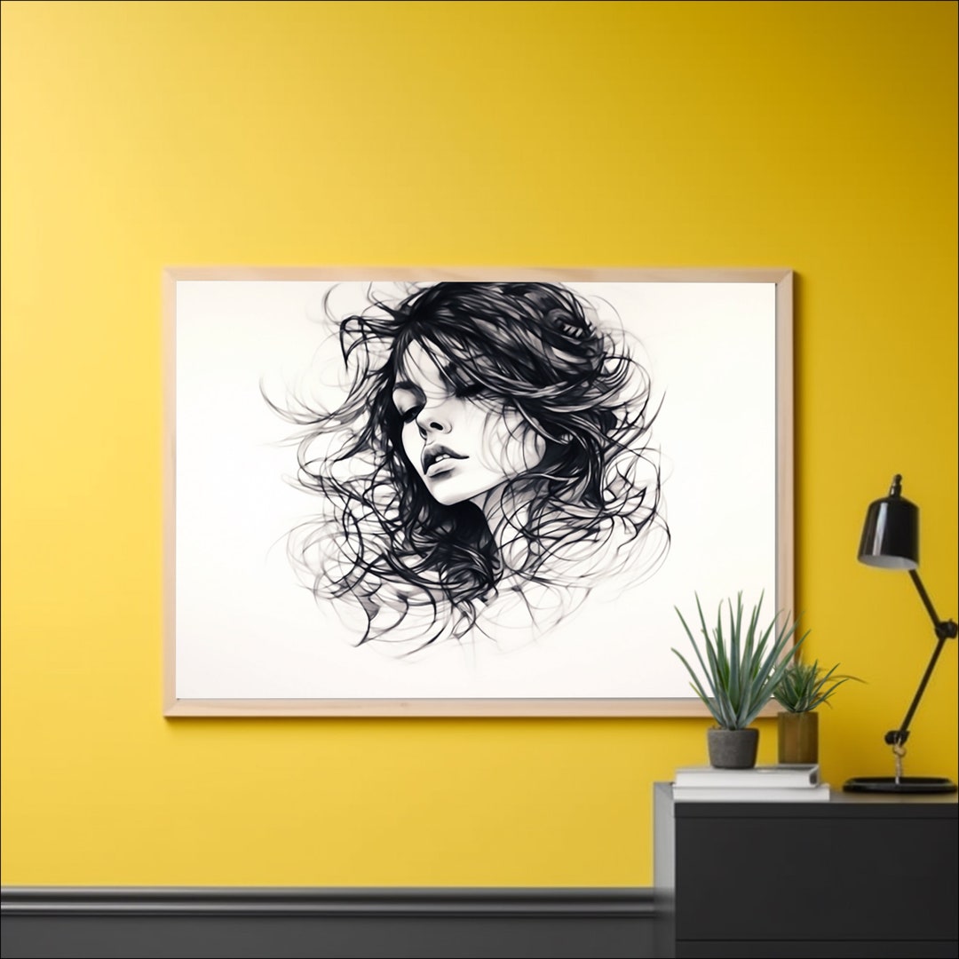 Abstract Face Prints Set Female Face Line Art Boho Woman - Etsy