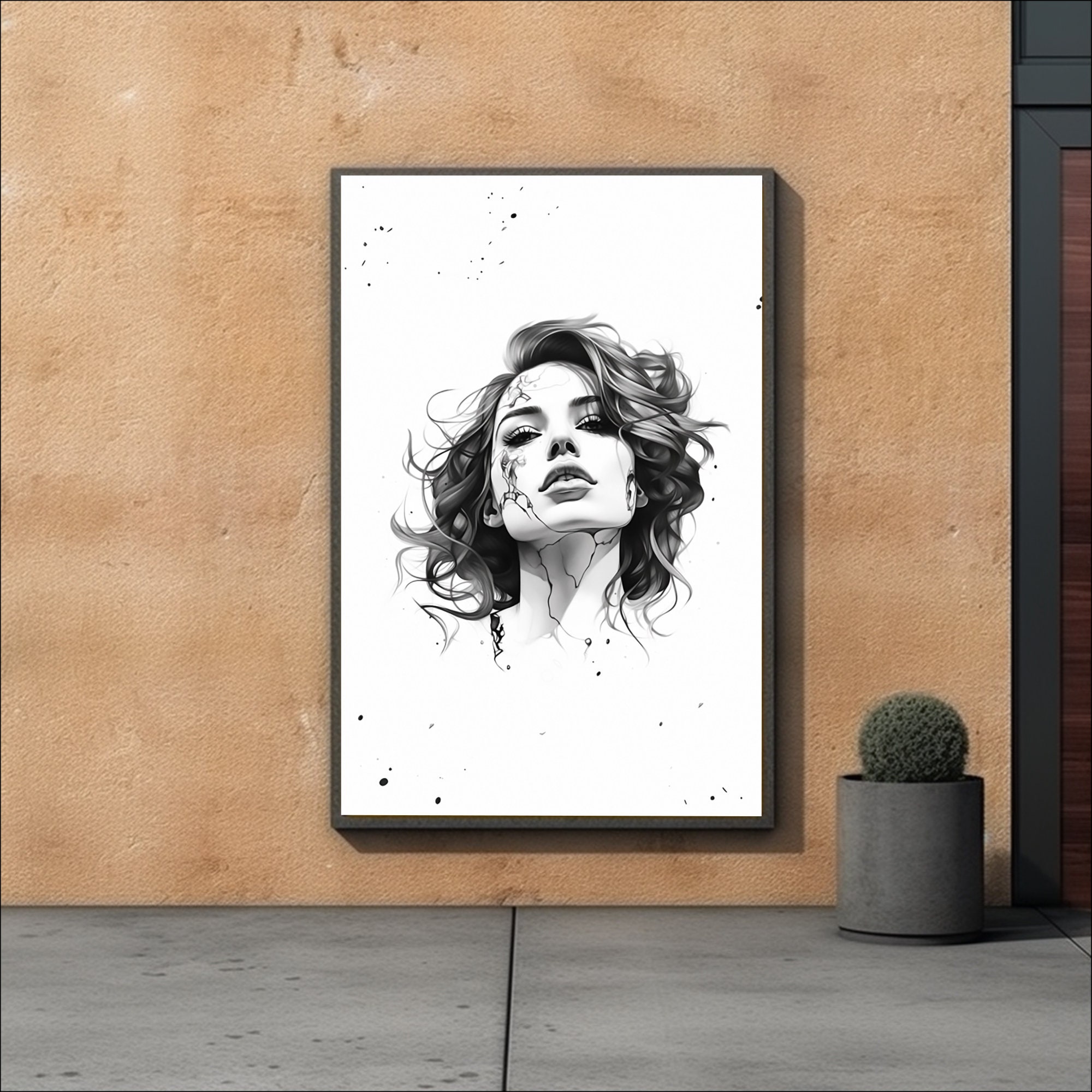 Abstract Face Line Drawing Printable Female Form Art Poster Etsy