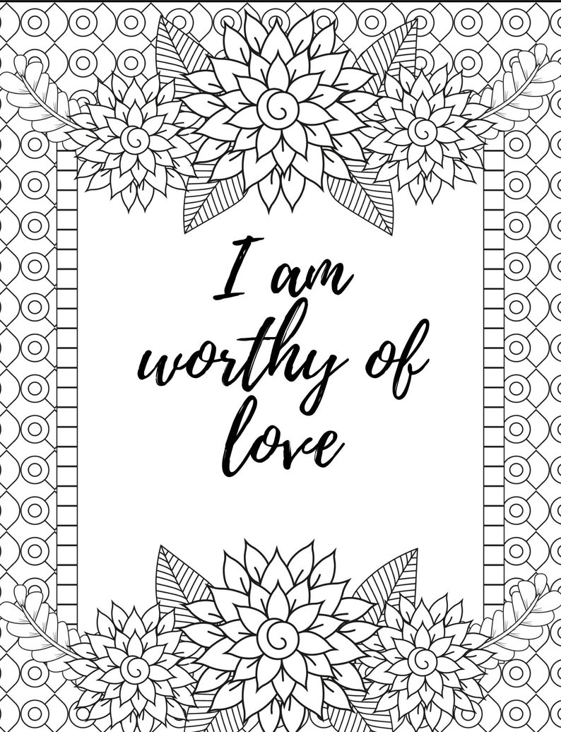 Positive Affirmations Colouring Pages - Etsy