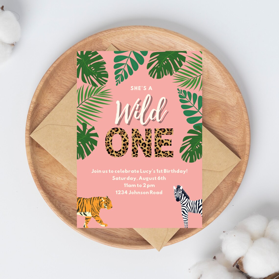 Wild One First Birthday Invitation, Jungle Themed Party Invite - Etsy