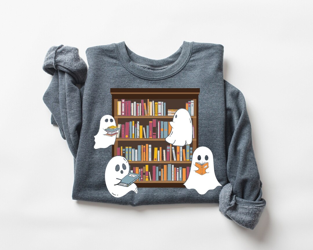 Cute Ghosts Reading Books Sweatshirt, Ghosts Reading Book Halloween ...