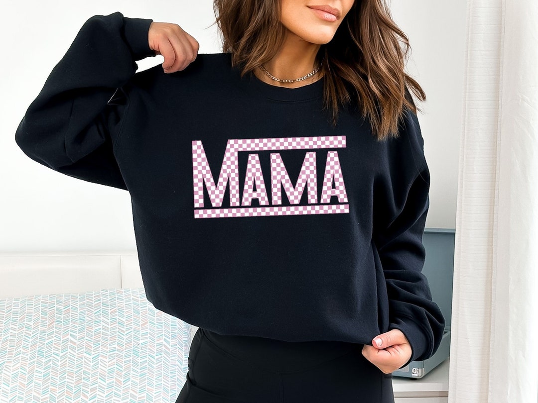 Retro Mama Checkered Sweatshirt, Mama Checkered Sweater, Mama Retro ...