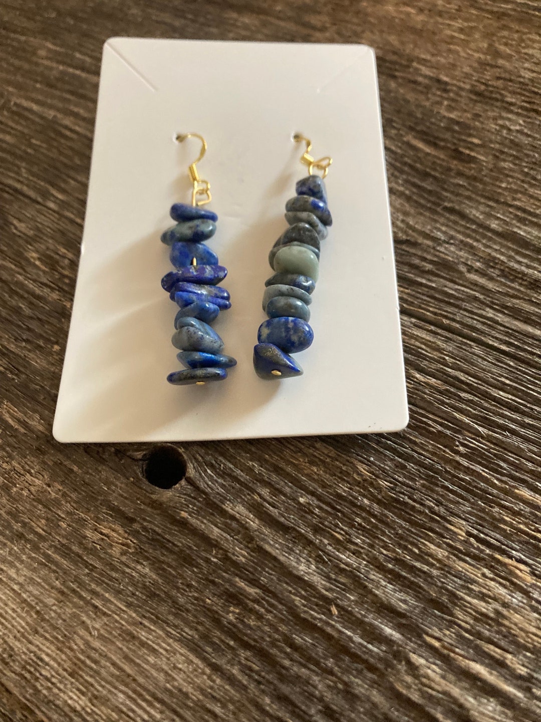 Blue Lapis Lazuli Crystal Chip Earrings - Etsy