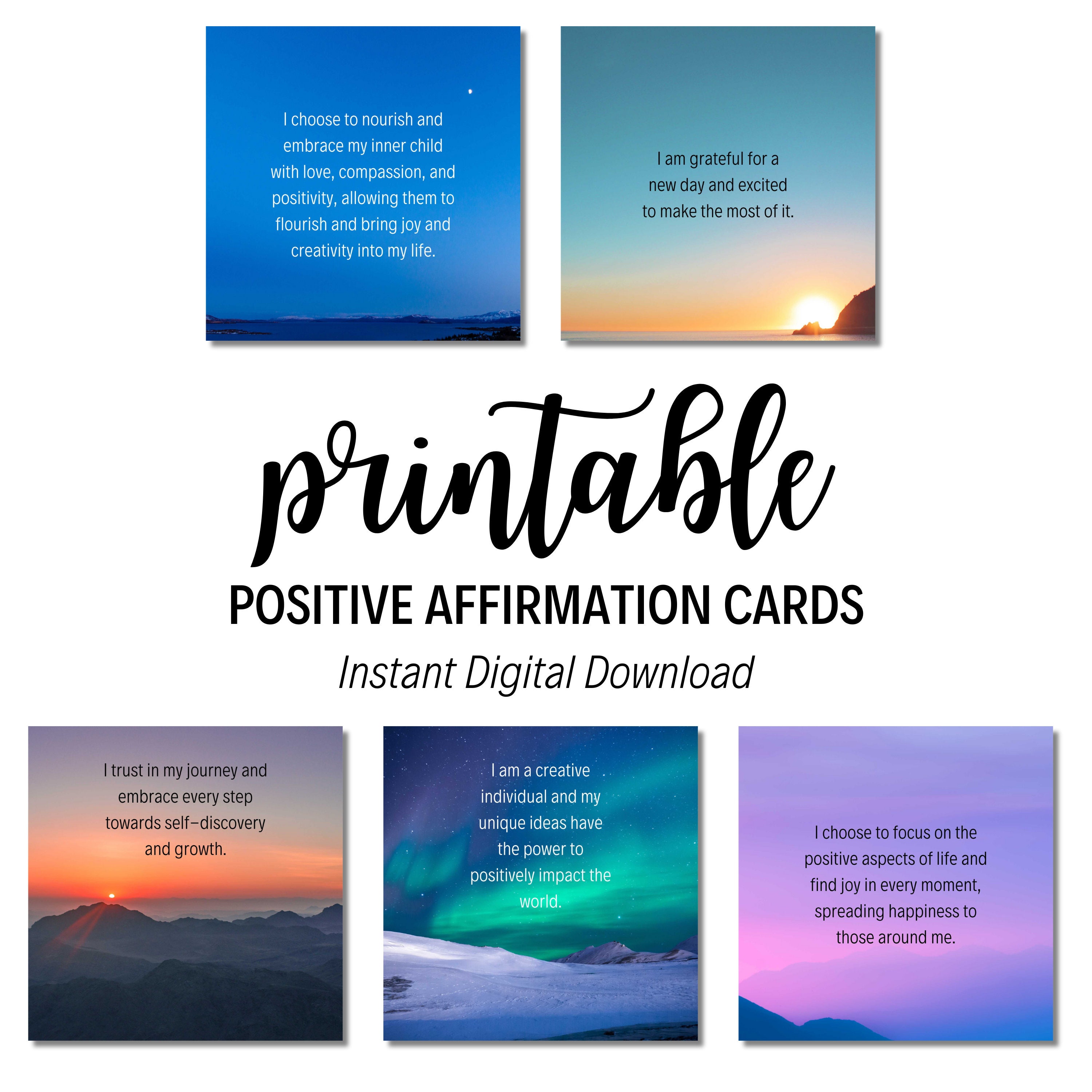 Printable Positive Affirmation Cards, Sunset, Sunrise, Landscape ...