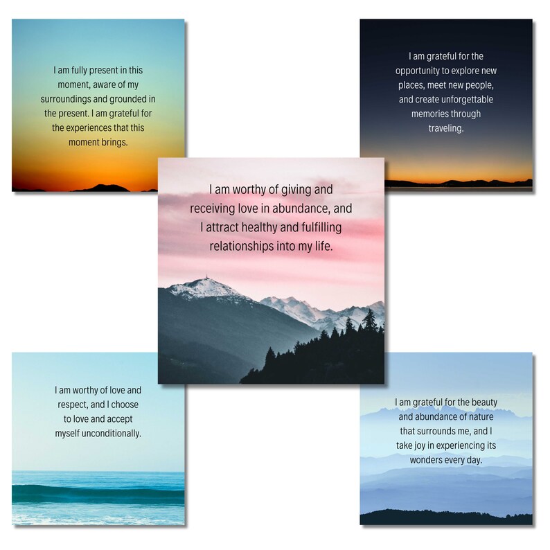 Printable Positive Affirmation Cards, Sunset, Sunrise, Landscape ...