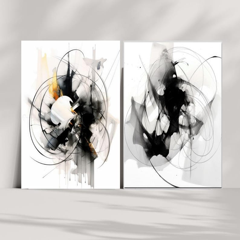 Black and White Abstract Art Print. Modern Home Decor (digital Download ...